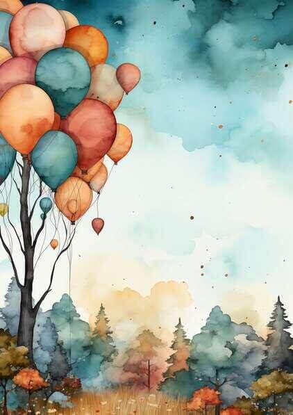 Download Colorful Balloons in the Sky - Watercolor Painting Backgrounds ...