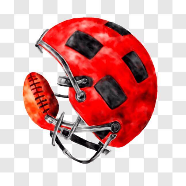 Download Red and black football helmet with ball inside PNGs Online ...