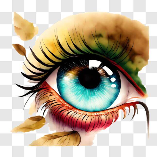 Download Colorful Eye with Leaves and Paper Background PNGs Online ...