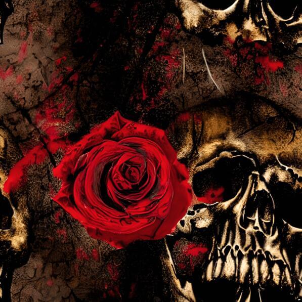 Download Dark and Spooky Skulls with Red Rose Patterns Online ...