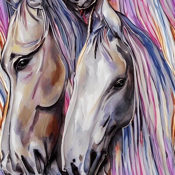 Download Colorful Painting of Two Horses Standing Together Patterns ...