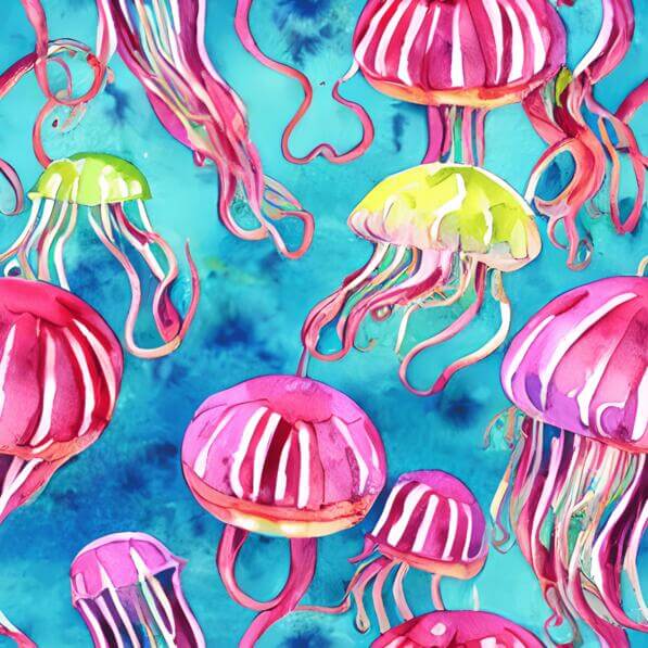 Download Colorful Jellyfish Seamless Pattern in Blue Sea Patterns ...