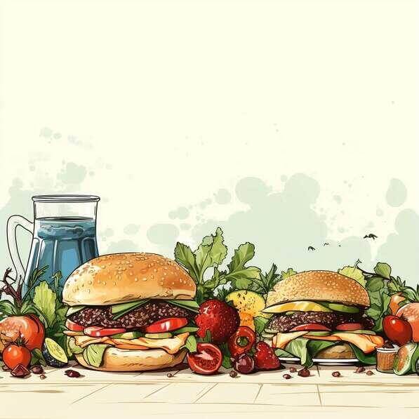 Download Burgers with Unique Designs and Fresh Fruits and Vegetables ...