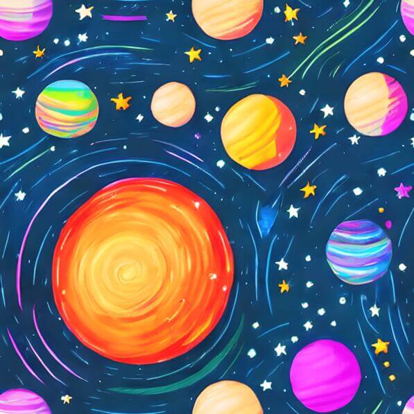Download Colorful Planets, Stars, and Moons Seamless Pattern Patterns ...
