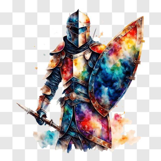 Télécharger Peinture colorée de chevalier en armure avec une épée et un ...