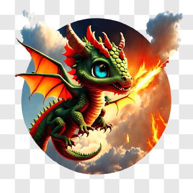 Download Cartoon Dragon Flying in the Sky with Fire PNGs Online ...