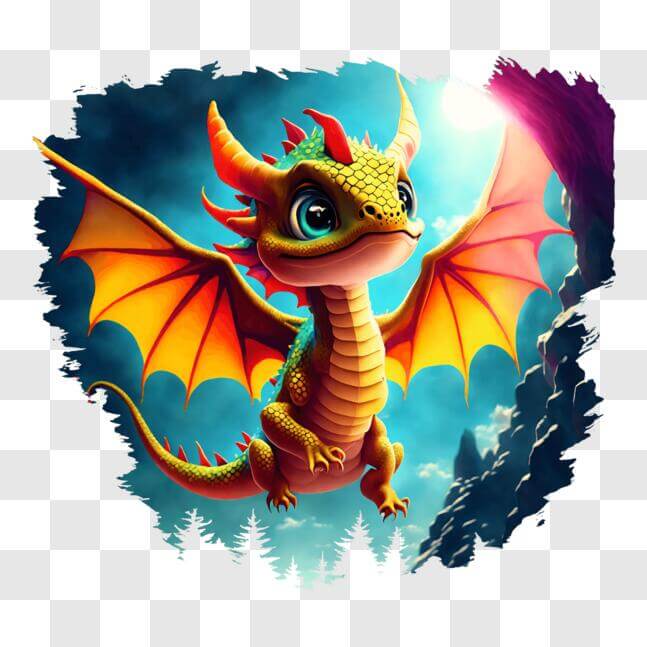 Download Colorful Cartoon Dragon Flying in the Sky PNGs Online ...