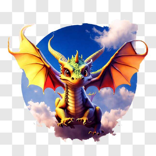 Download Colorful Cartoon Dragon Flying in the Sky PNGs Online ...