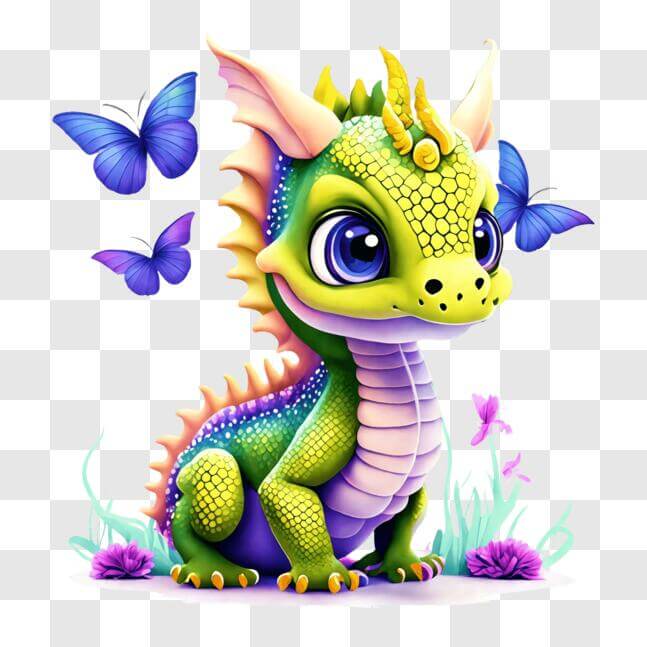 Download Small Green Dragon with Blue Eyes and Purple Wings PNGs Online ...