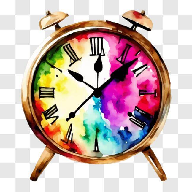 Download Colorful Alarm Clock with Paint Design PNGs Online - Creative ...
