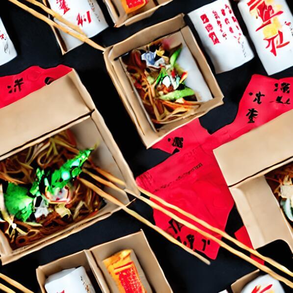 Download Assorted Asian Food in Boxes with Chinese Characters Patterns ...