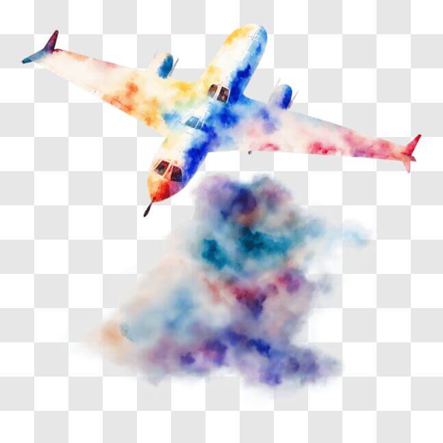 Download Colorful Airplane Flying in the Sky with Clouds PNGs Online ...