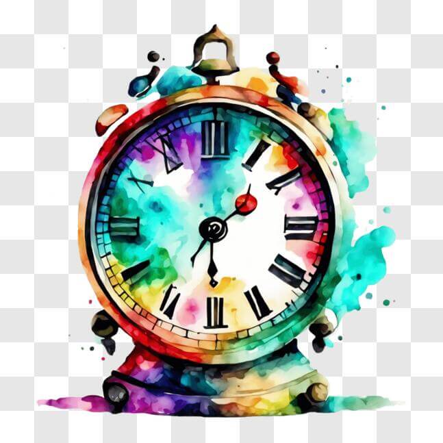 Download Colorful Watercolor Alarm Clock PNGs Online - Creative Fabrica