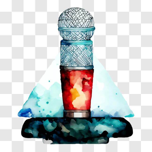Download Colorful Watercolor Abstract Microphone Drawing PNGs Online ...