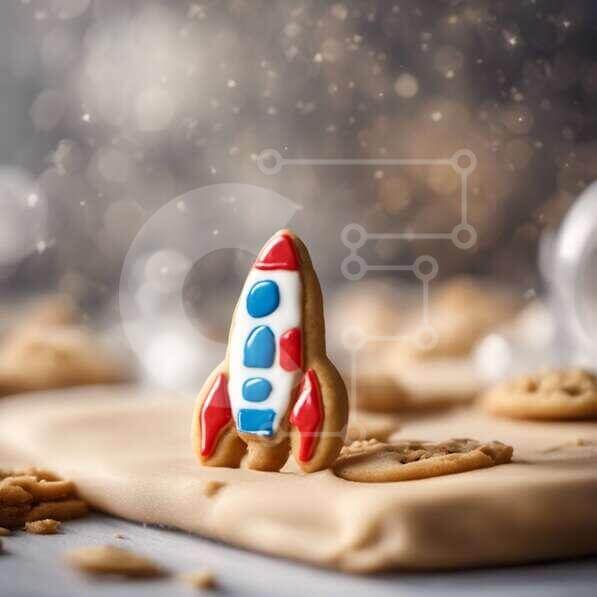 Rocket Ship Cookie on a Celebration Table stock photo | Creative Fabrica