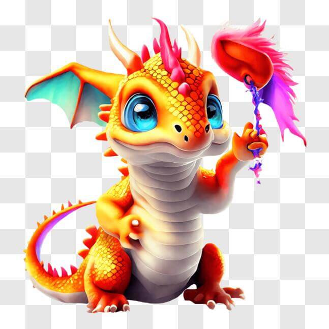 Download Small Orange Dragon with Blue and Pink Feathers PNGs Online ...