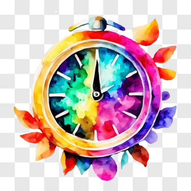 Download Colorful Stopwatch with Leaves and Flowers PNGs Online ...