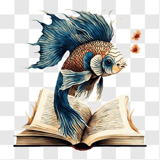 Download Fish Reading Book Illustration PNGs Online - Creative Fabrica