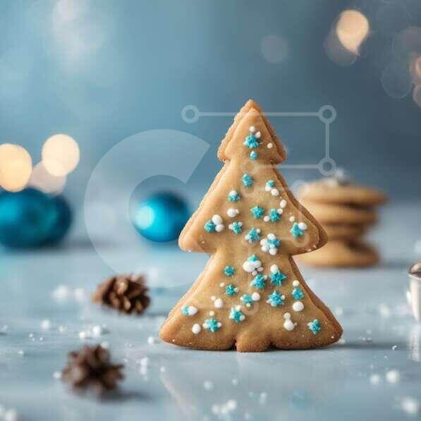Delicious Gingerbread Tree Cookie with Festive Decorations stock photo ...