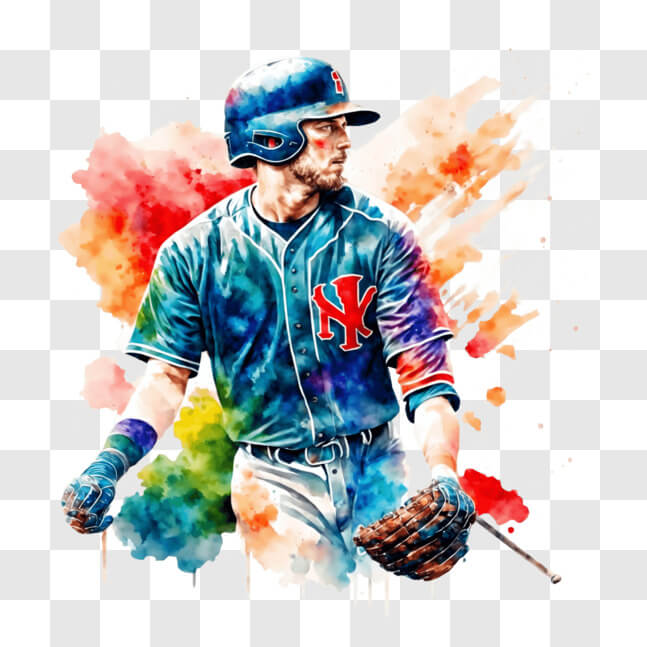 Download New York Yankees Baseball Player with Colorful Splatters PNGs ...