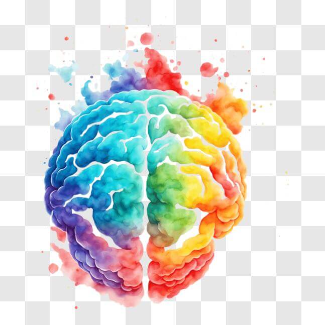 Download Colorful Abstract Brain with Paint Splashes PNGs Online ...
