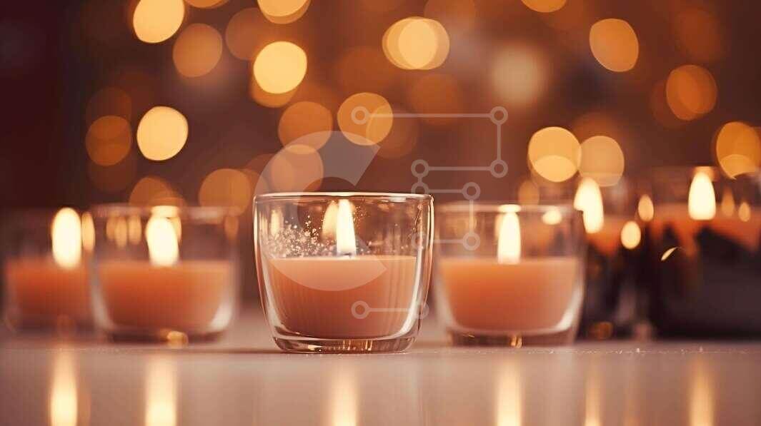 Group of Lit Candles in Glass Cups stock photo | Creative Fabrica