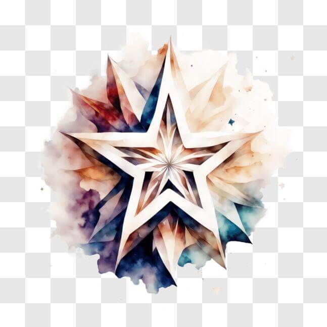 Download Abstract Star Design with Watercolor Splashes and Stars PNGs ...