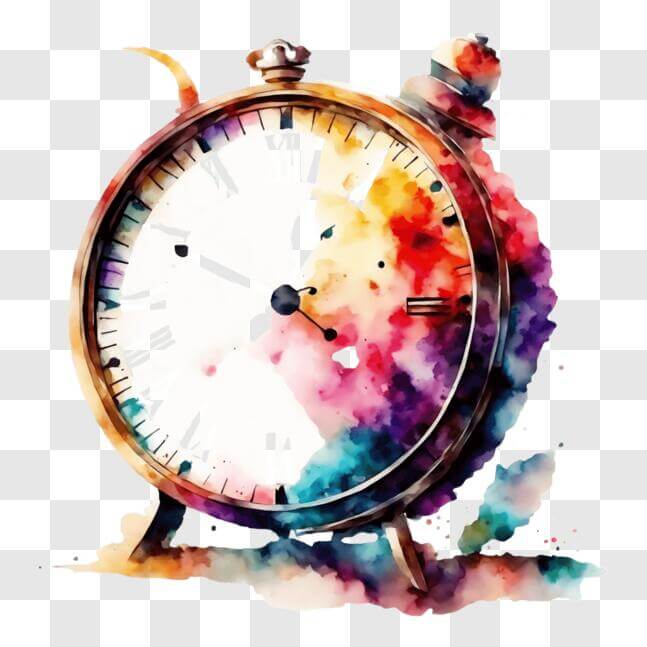 Download Colorful Watercolor Alarm Clock PNGs Online - Creative Fabrica