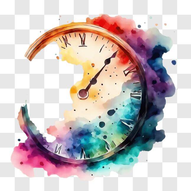 Download Colorful Watercolor Clock on Black Background PNGs Online ...