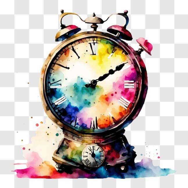 Download Colorful Alarm Clock on a Black Background PNGs Online ...