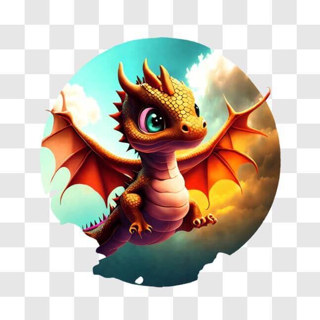 Download Cartoon Dragon Flying in the Sky PNGs Online - Creative Fabrica
