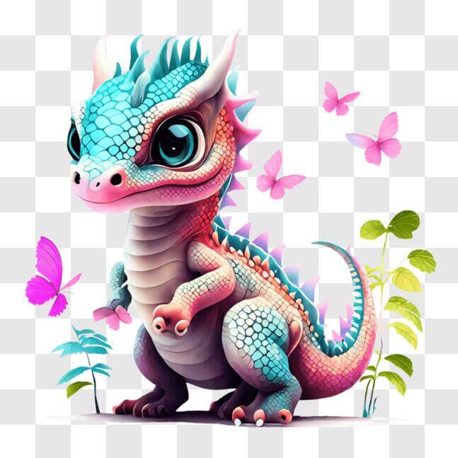 Download Educational Image of a Small Dragon with Colorful Wings and ...