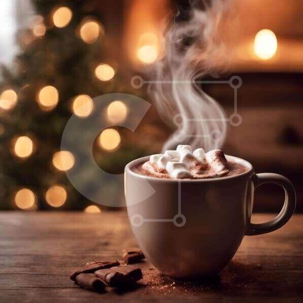 Festive Hot Cocoa with Marshmallows stock photo | Creative Fabrica