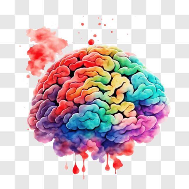 Download Colorful Brain Illustration with Dripping Blood PNGs Online ...