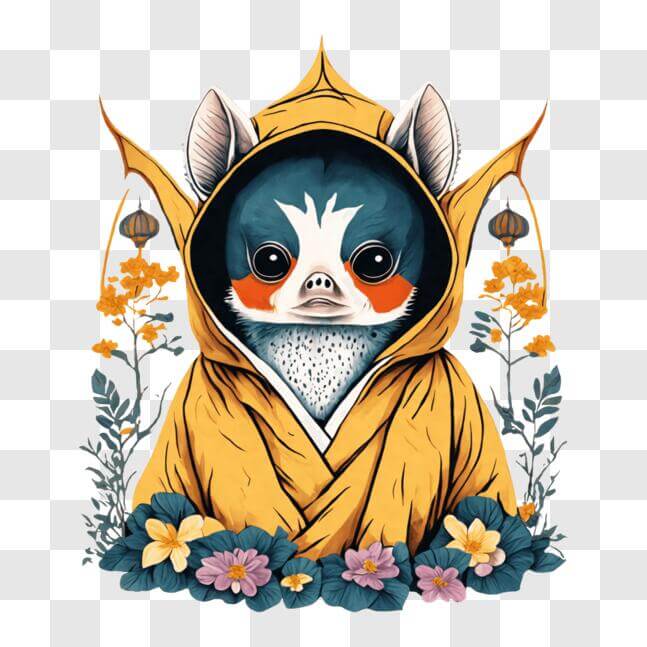 Download Spiritual Dog in Orange Robe with Surrounding Flowers PNGs ...