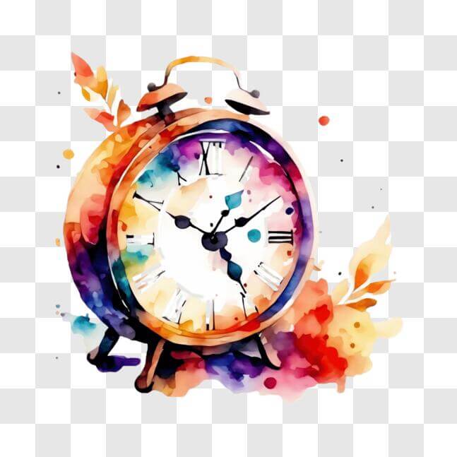 Download Colorful Watercolor Alarm Clock PNGs Online - Creative Fabrica