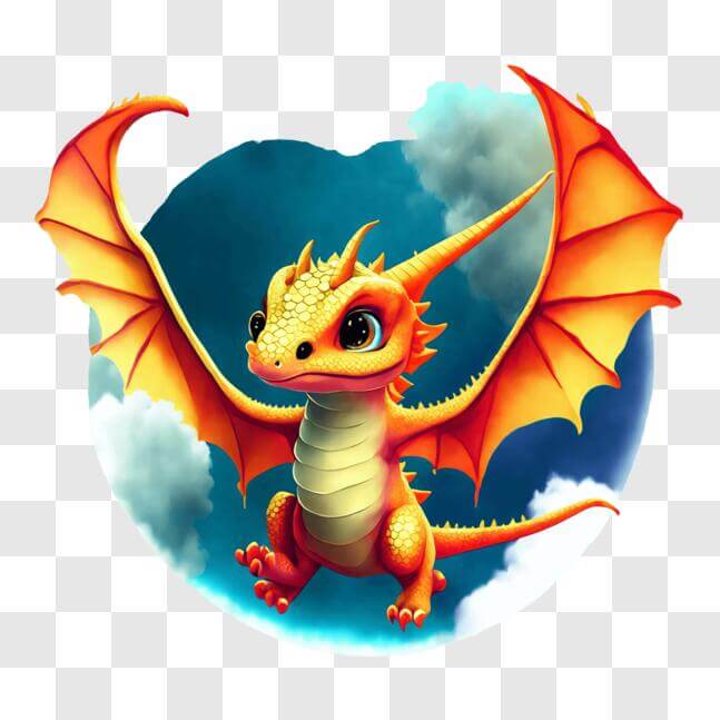 Download Cartoon Dragon Flying in the Sky PNGs Online - Creative Fabrica