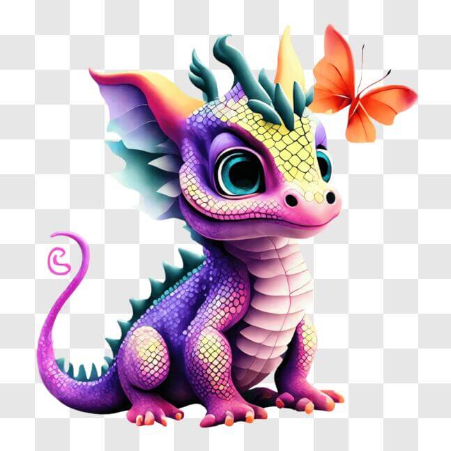 Download Cute Baby Dragon and Orange Butterfly PNGs Online - Creative ...