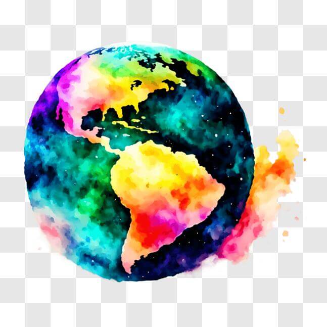 Download Colorful watercolor painting of planet Earth PNGs Online ...