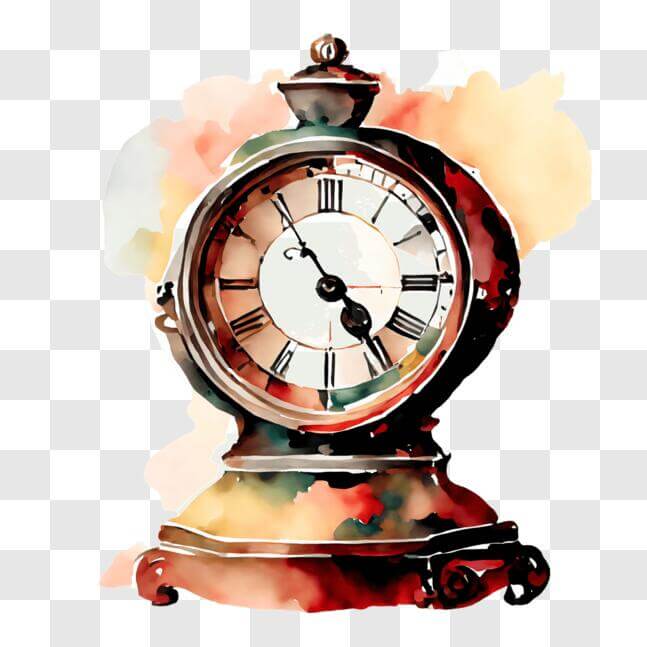 Download Colorful Watercolor Decorated Clock on Black Background PNGs ...