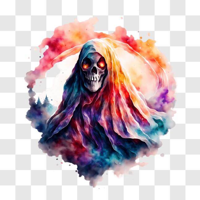 Download Colorful Evil Skeleton Painting with "Satan is Dead" Text PNGs ...