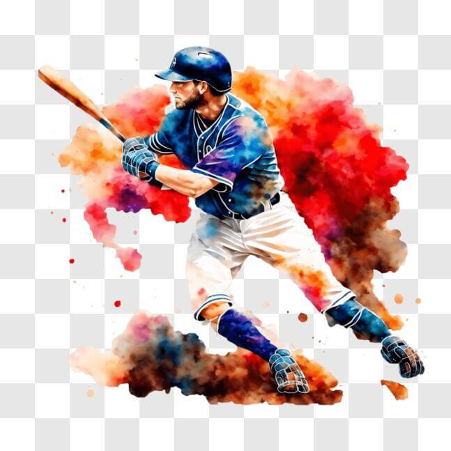 Download Colorful Baseball Player in Action PNGs Online - Creative Fabrica