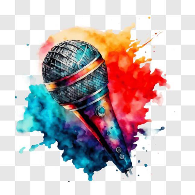 Download Colorful Microphone with Watercolor Splashes PNGs Online ...