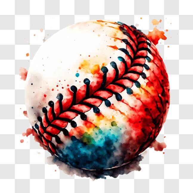 Download Colorful Baseball with Watercolor Paint Splashes PNGs Online ...