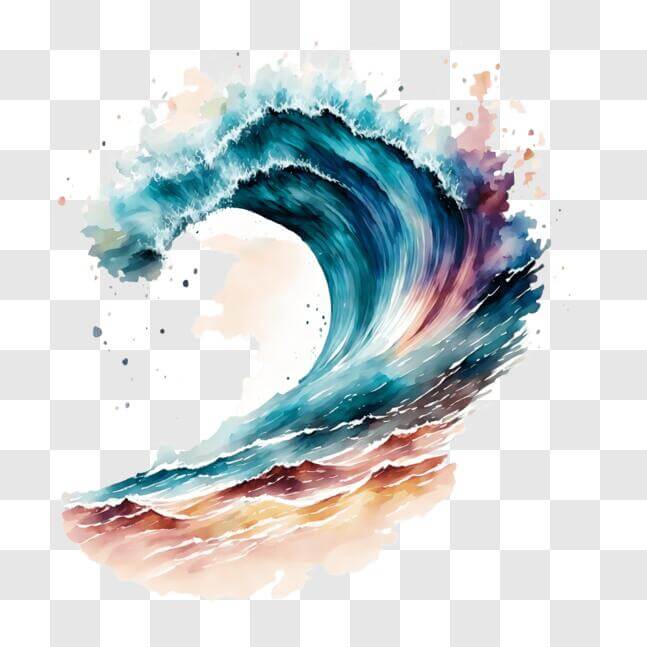 Download Colorful Watercolor Ocean Wave Painting PNGs Online - Creative ...