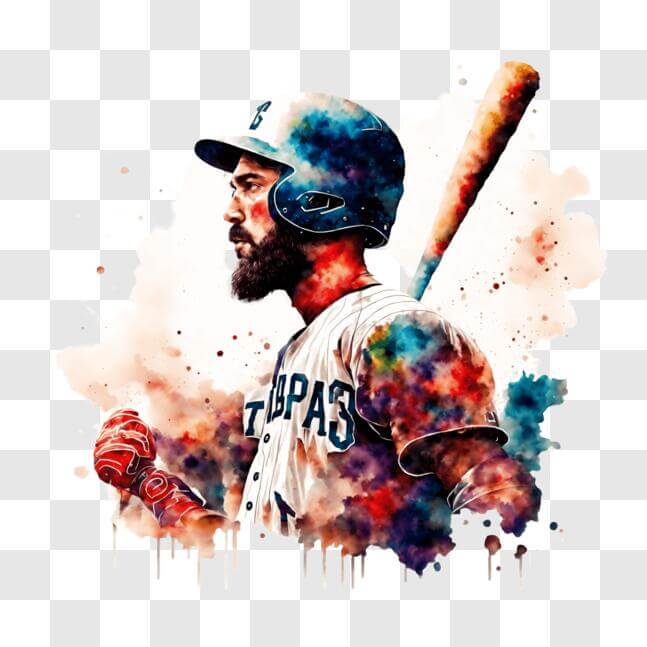 Download Colorful Baseball Player with Watercolor Face Paint PNGs ...