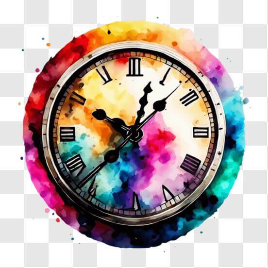 Download Colorful Watercolor Clock Background Image PNGs Online ...