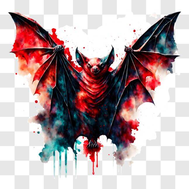Download Colorful Painted Bat in Flight PNGs Online - Creative Fabrica