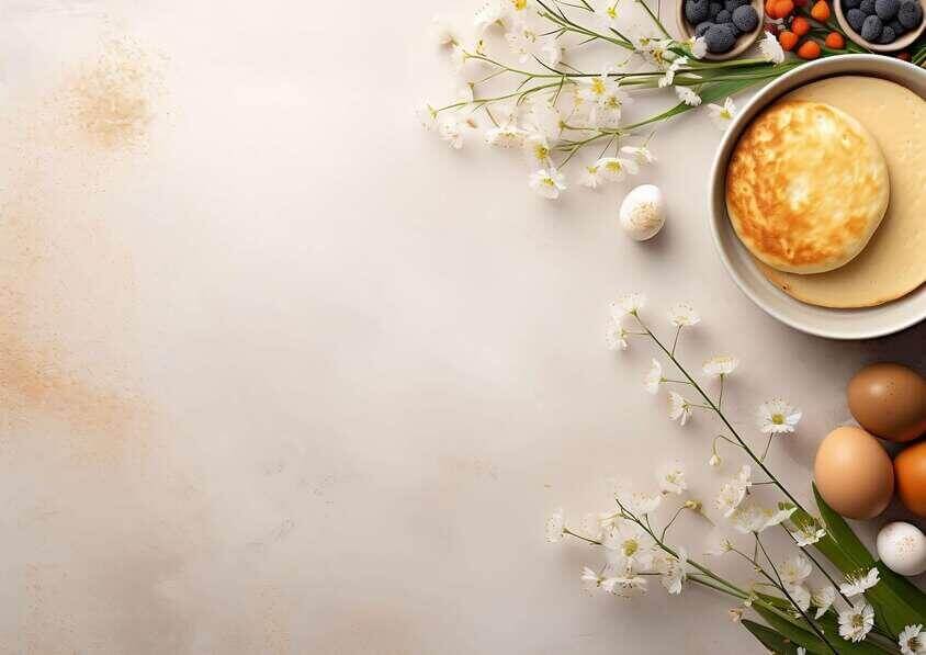 Download Breakfast or Lunch Table with Eggs, Pancakes, Blueberries, and ...