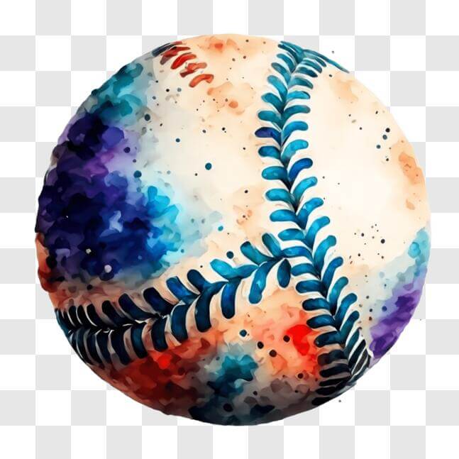 Download Colorful Baseball with Watercolor Paint PNGs Online - Creative ...
